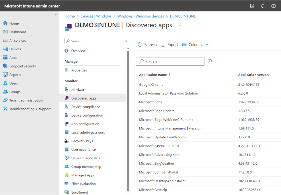 Discovered Apps - The Intune Software Inventory - Patch Tuesday Blog